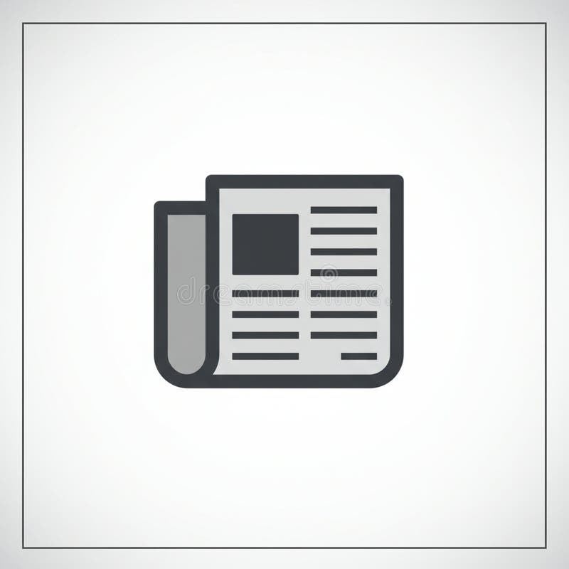 Simplified Newspaper Icon Featuring a Classic Folded Design with a ...
