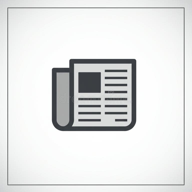 Simplified Newspaper Icon Featuring a Classic Folded Design with a ...
