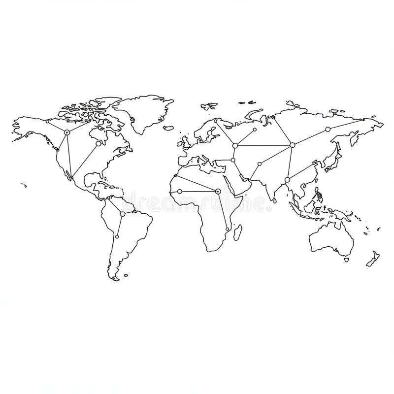 Outline World Map Nodes Stock Illustrations – 741 Outline World Map ...