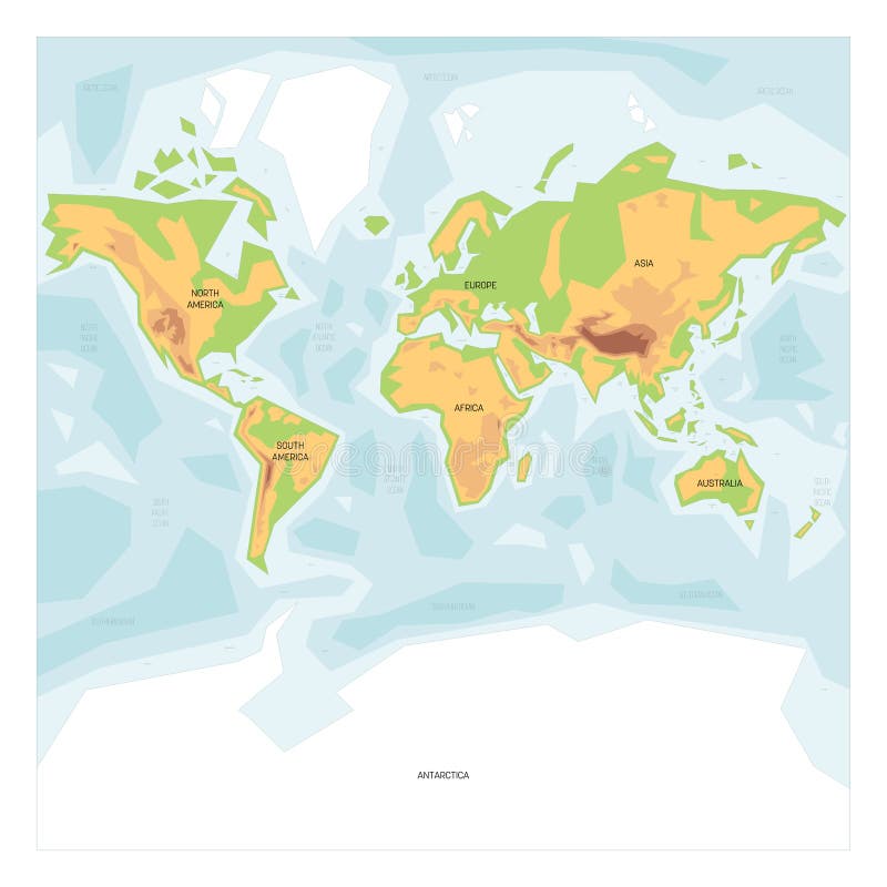 Simplified Physical Map of World Stock Vector - Illustration of ...