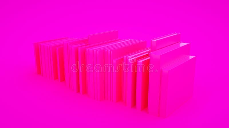 Simplified Pink Stack of Books. 3d Illustration Stock Illustration ...