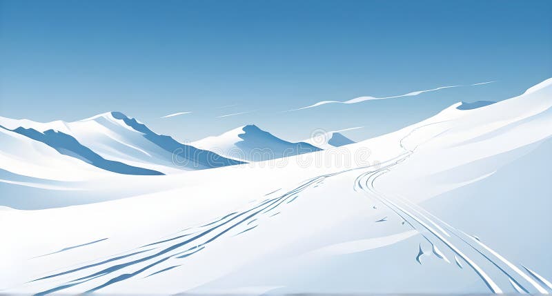 Simplified Representation of Ski Tracks on a Pristine Snowy Slope Stock ...