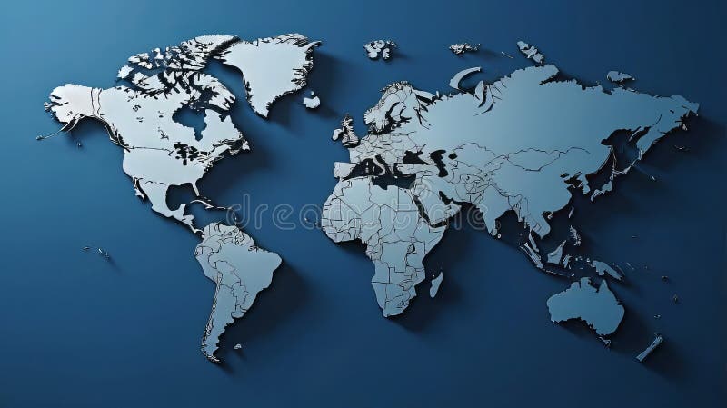 A Simplified Representation of a World Map. Vector Style, 3D Rendering ...
