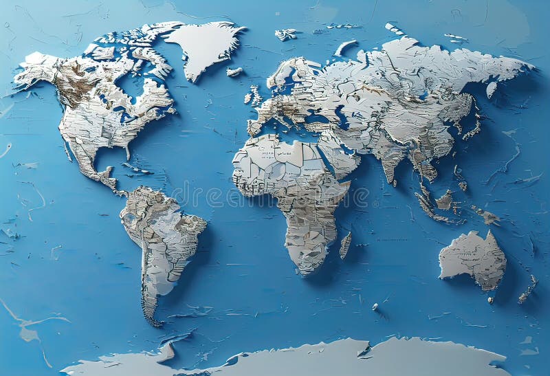 A Simplified Representation of a World Map. Vector Style, 3D Rendering ...