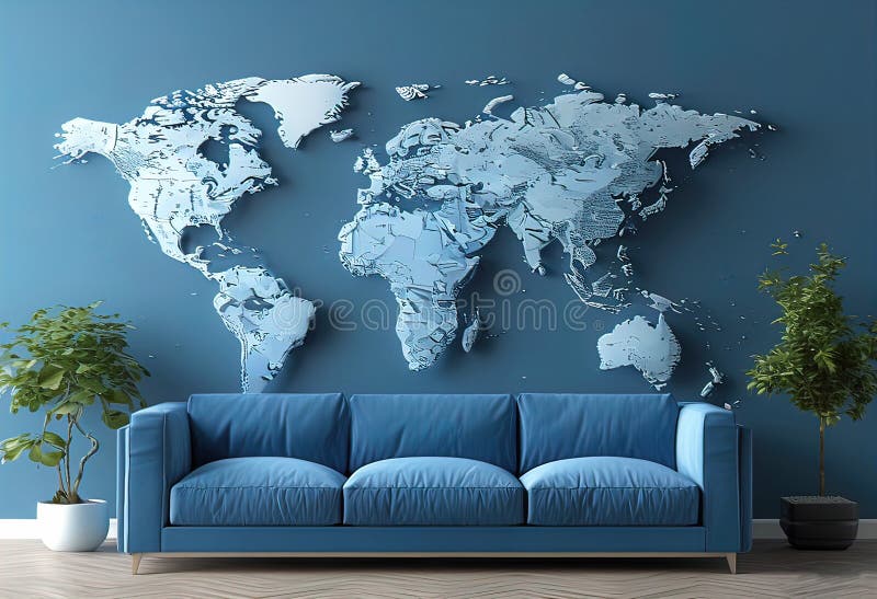 A Simplified Representation of a World Map. Vector Style, 3D Rendering ...