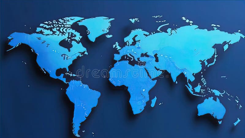 A Simplified Representation of a World Map. Vector Style, 3D Rendering ...