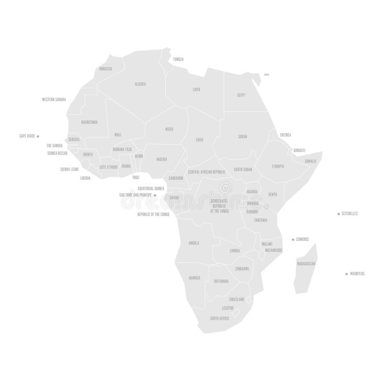 Simplified Schematic Map of Africa. Vector Political Map Stock Vector ...
