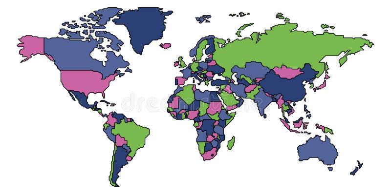Simplified Smooth Border World Map Stock Vector - Illustration of ...