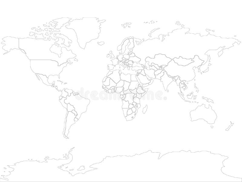 Simplified Smooth Border World Map Stock Vector - Illustration of ...