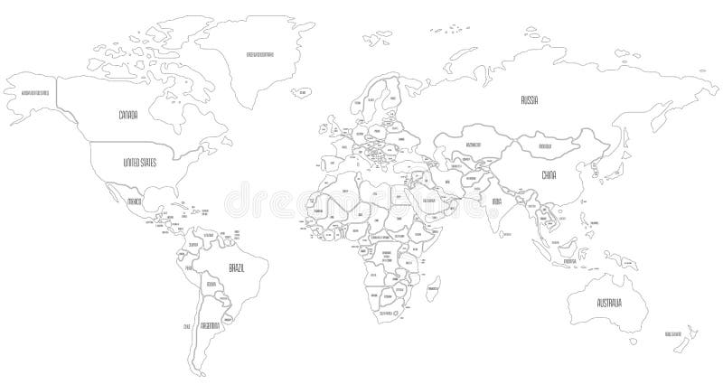 Simplified Smooth Border World Map Stock Vector - Illustration of ...