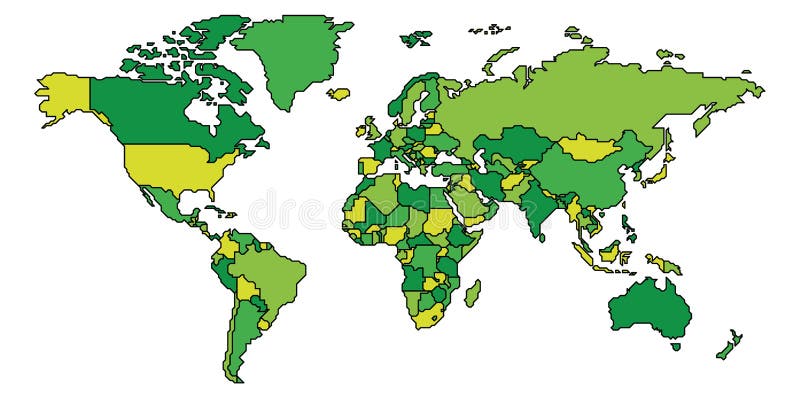 Simplified Smooth Border World Map Stock Vector - Illustration of ...