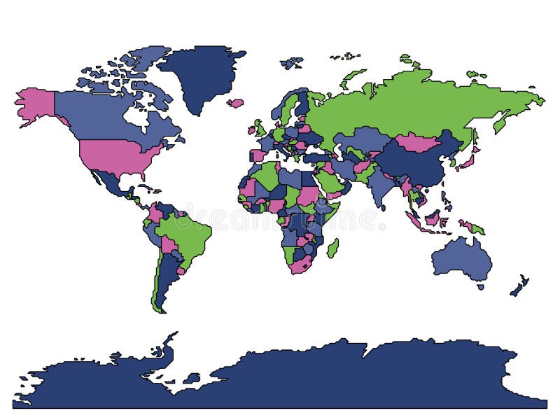 Simplified Smooth Border World Map Stock Vector - Illustration of ...