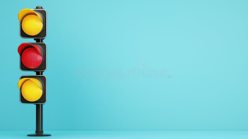 Simplified Traffic Light Featu Illuminated Yellow and Red Lights Set ...