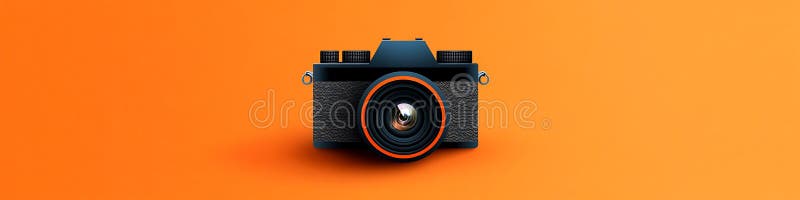 Simplified Vector Camera Icon on a Radiant Orange Stock Illustration ...