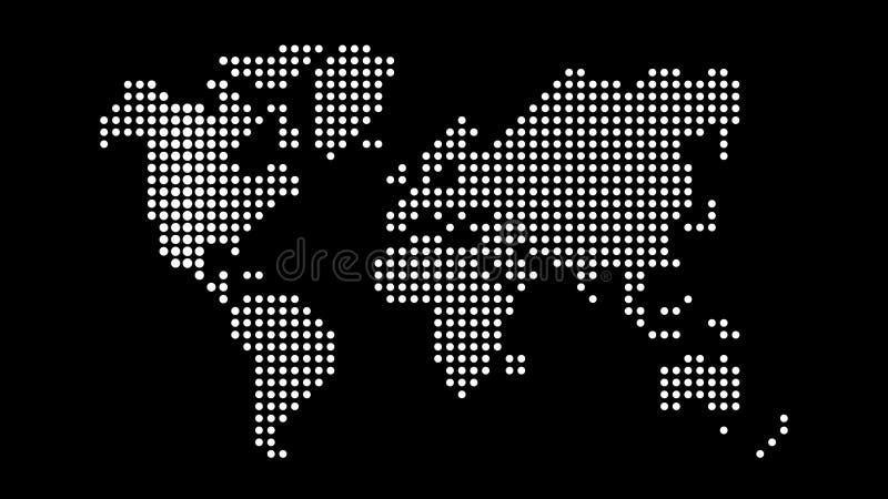 Simplified World Map Drawn with Round Dots. 4K Pop Up Animation Stock ...