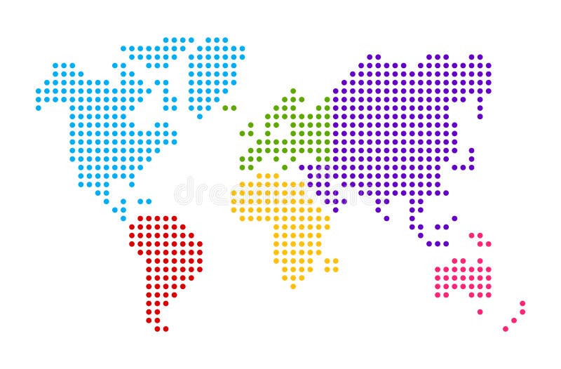 Simplified World Map Drawn with Round Dots. Vector Illustration ...