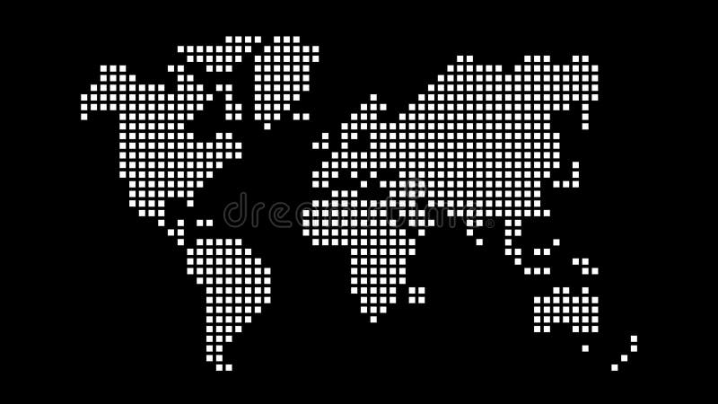 Simplified World Map Drawn with Square Dots. 4K Pop Up Animation Stock ...