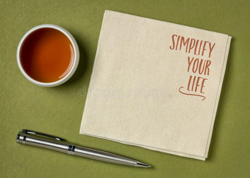 Simplify Your Life - Inspirational Note on a Napkin, Personal ...