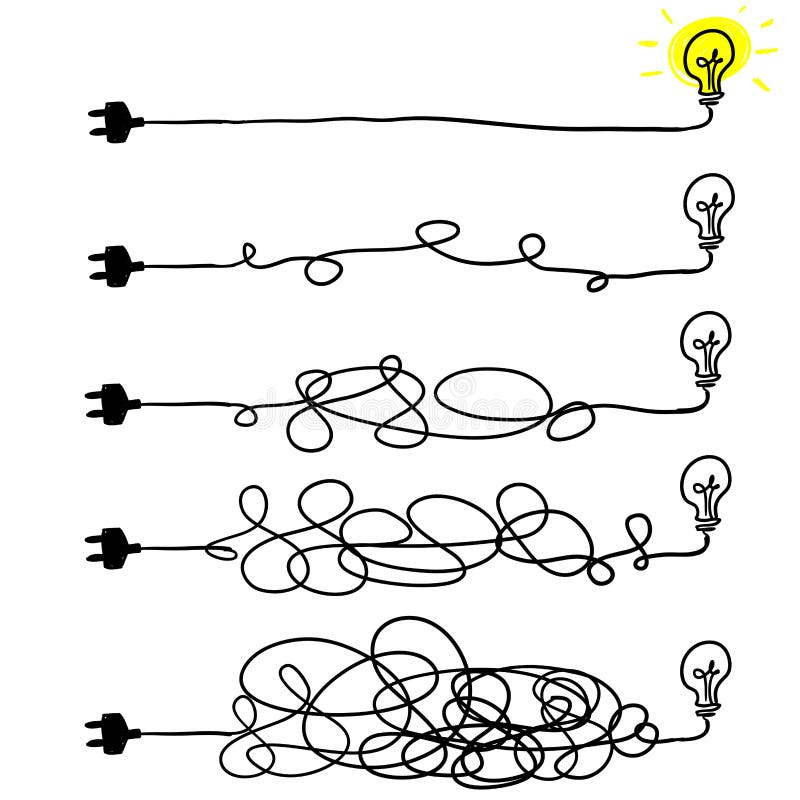 Simplifying Idea, Creative Process, Finding Solution Concept. Tangled ...