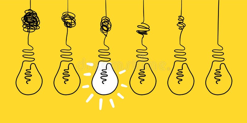 Simplifying Complex Process Concept. Doodle Lightbulb on Yellow ...