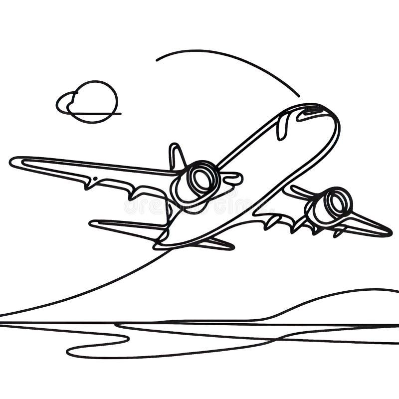 A Simplistic Airplane Sketch is Depicted on a Plain White Background ...
