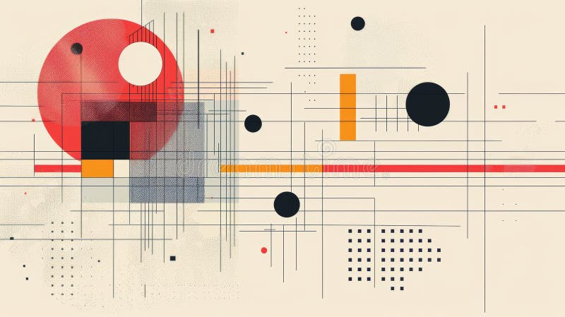 Geometric Design, Simplistic Bauhaus Grid Backdrop Featuring a Seamless ...