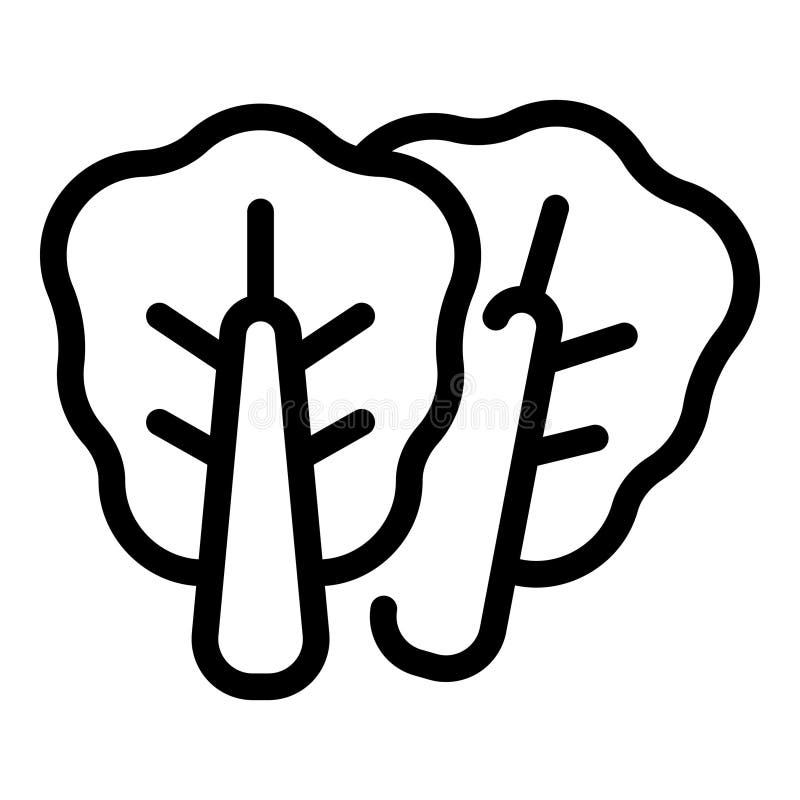 Simplistic Black Line Art Depicting a Pair of Stylized Poplar Trees ...