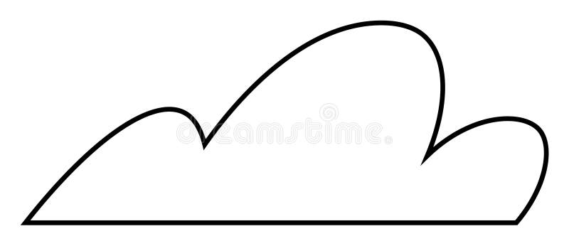 Simplistic Black Outline of a Single Cloud on a White Background Stock ...