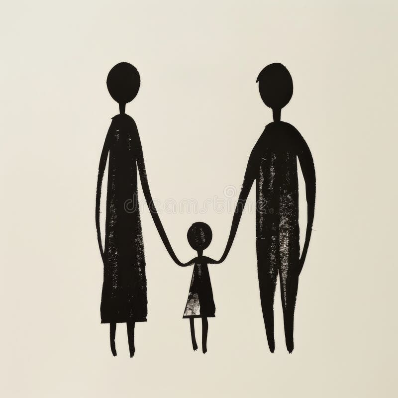 Simplistic Black Silhouette of a Family Holding Hands. Generative Ai ...