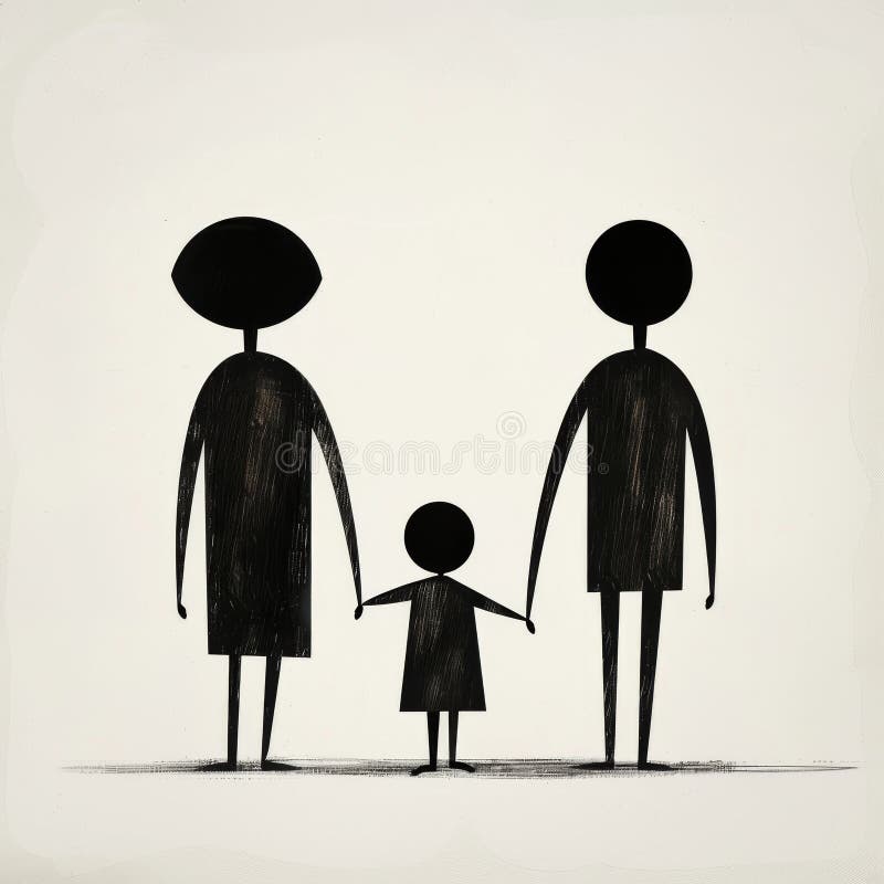 Simplistic Black Silhouette of a Family Holding Hands. Generative Ai ...