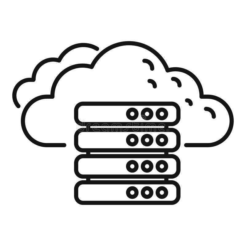 Cloud Computing Icon in Line Art Style Stock Illustration ...