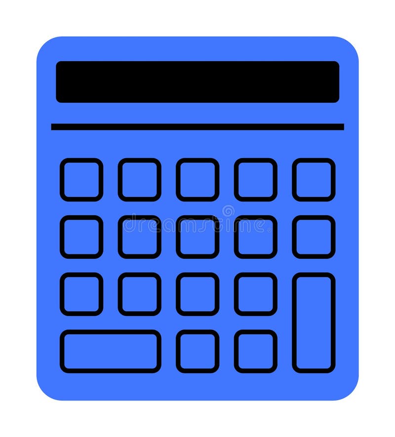 Simplistic Blue Icon of a Calculator with Black Display and Buttons ...