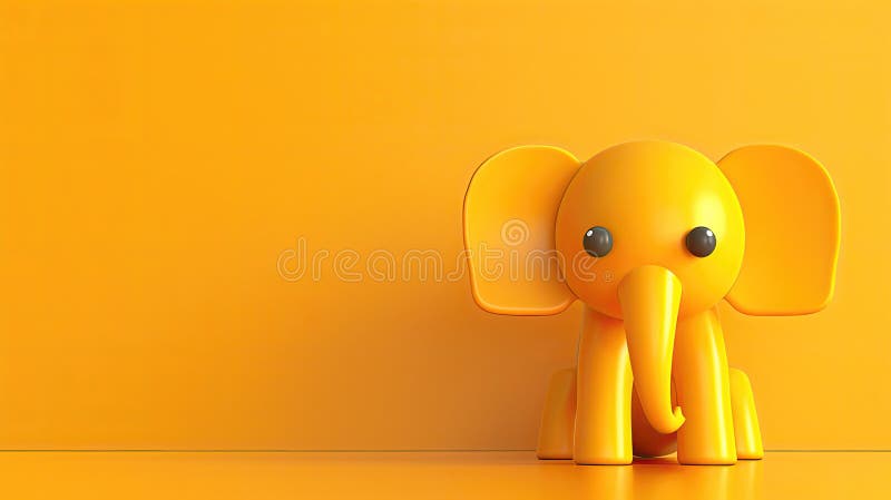 Simplistic and Bright 3D Illustration of a Yellow Elephant. Stock ...