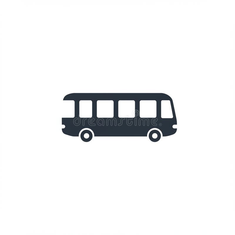 Simplistic Bus Icon with a Dark Color on a White Background. Depicts a ...