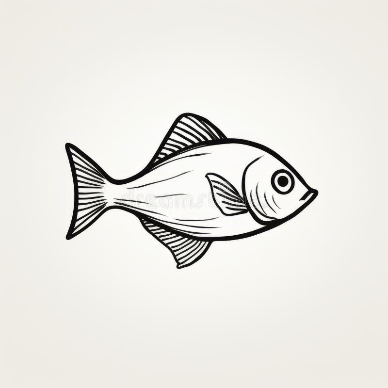 Simplistic Fish Drawing Design on White Background Stock Illustration ...