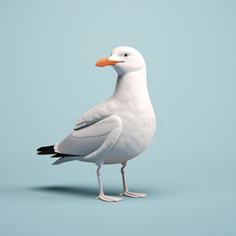 Simplistic 3d Seagull Portrait: Low Resolution Character Design Stock ...