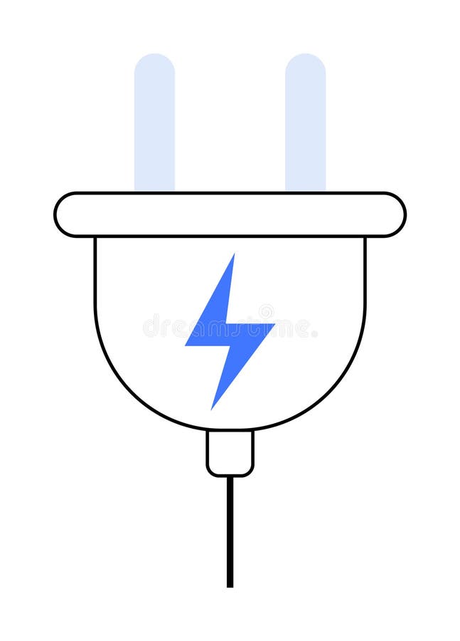 Simplistic Electric Plug with Blue Lightning Bolt Symbolizing Energy ...