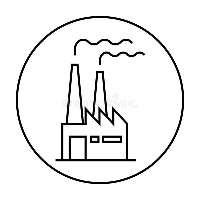 Simplistic Factory Building with Smoke Emissions in Circular Outline ...