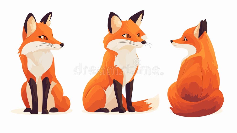 Flat Vector of a Sitting Fox in Simplistic Style Stock Vector ...