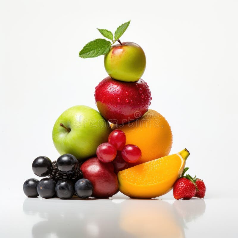 Simplistic Fruits on White Background AI Generated Stock Illustration ...