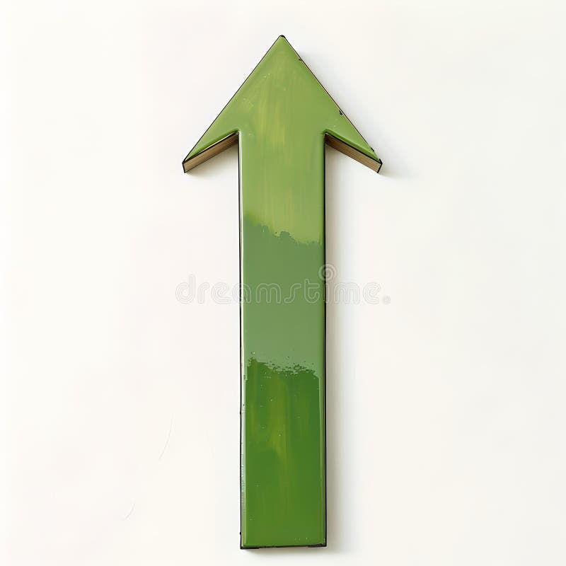 Minimalist Green Arrow Pointing Upwards on White Background. Concept of ...