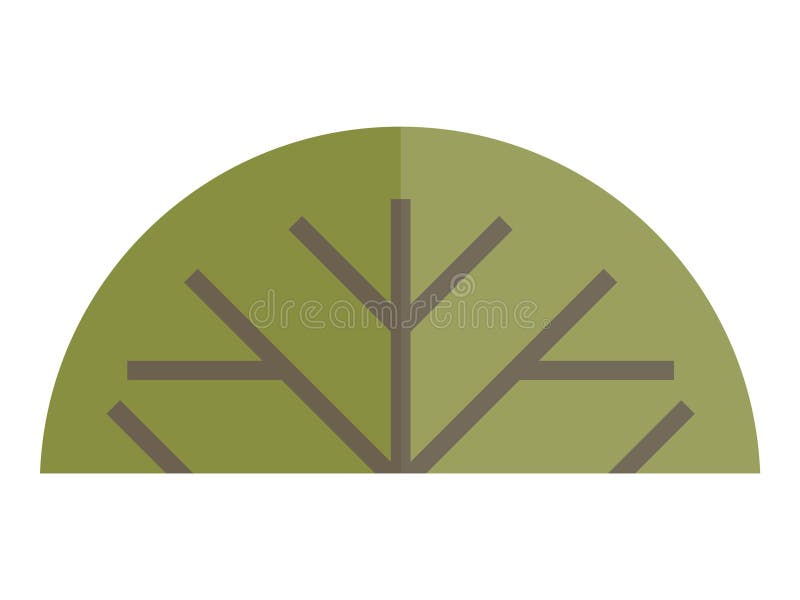 Minimalist Half-Circle Tree with Branches Symbol in Green and Brown ...