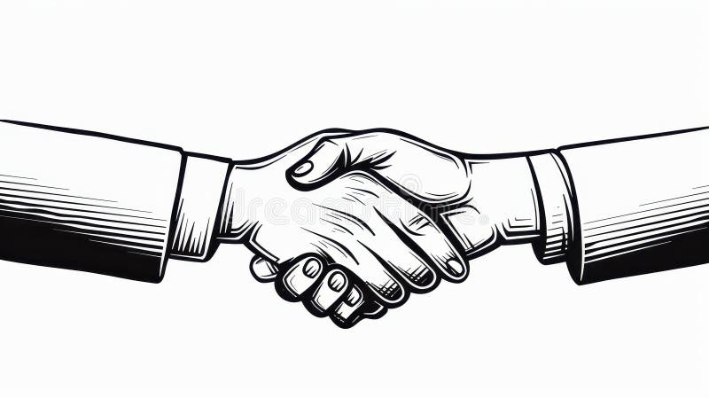 Simplistic Handdrawn Artwork Featuring a Handshake in a Minimalist ...