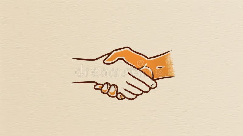 Simplistic Handdrawn Artwork Featuring a Handshake in a Minimalist ...