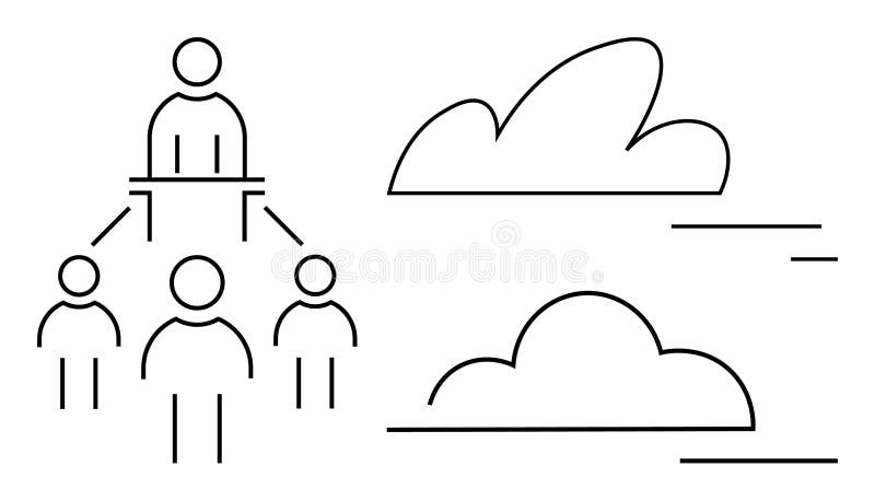 Team Hierarchy and Cloud Computing Concept in Minimalist Line Art Stock ...