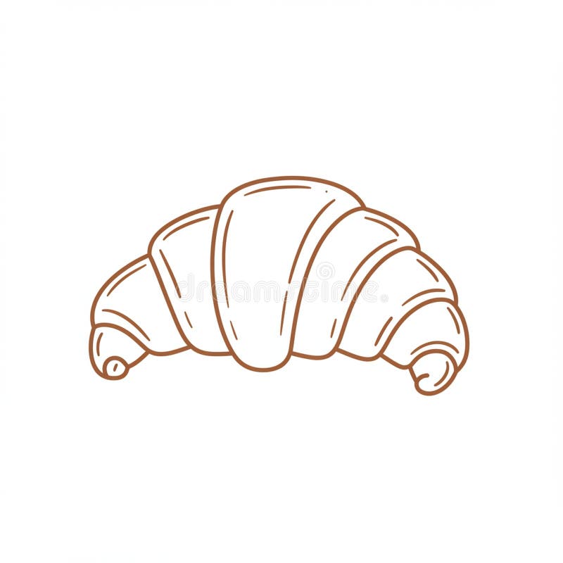 Simplistic Line Drawing of a Croissant, Featuring Curved and Spiral ...