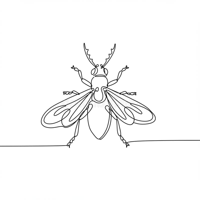 Simplistic Line Drawing of an Insect, Featuring a Distinctive Body with ...