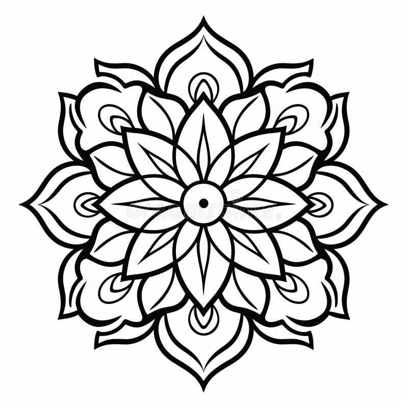 Simplistic Mandala Coloring Pages with Flower - High Resolution Art ...