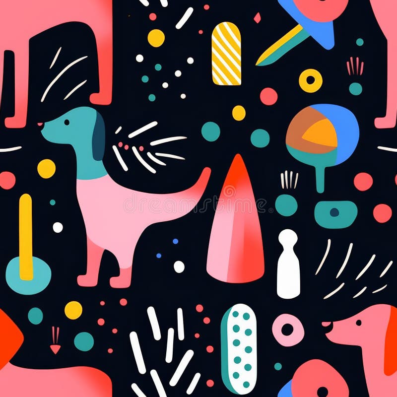 Simplistic and Modern Dog Repeat Pattern Stock Illustration ...