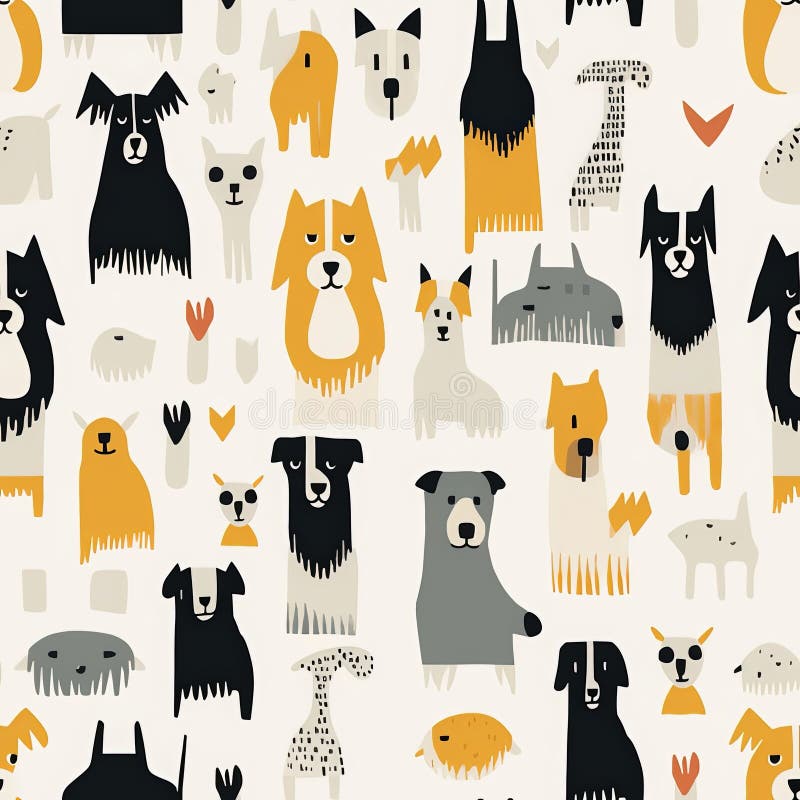 Simplistic and Modern Dog Repeat Pattern Stock Illustration ...